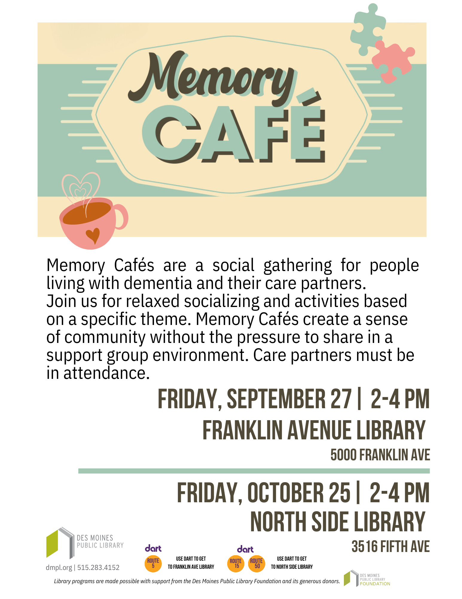 Memory Café | Des Moines Public Library